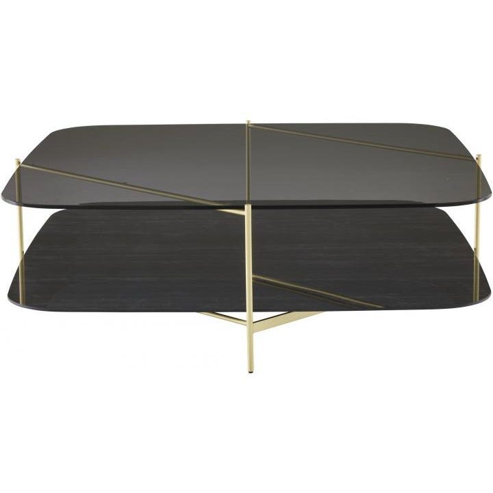 Quick Ship Clyde Coffee Table Upper Top in Grey Smoked Glass by Ligne