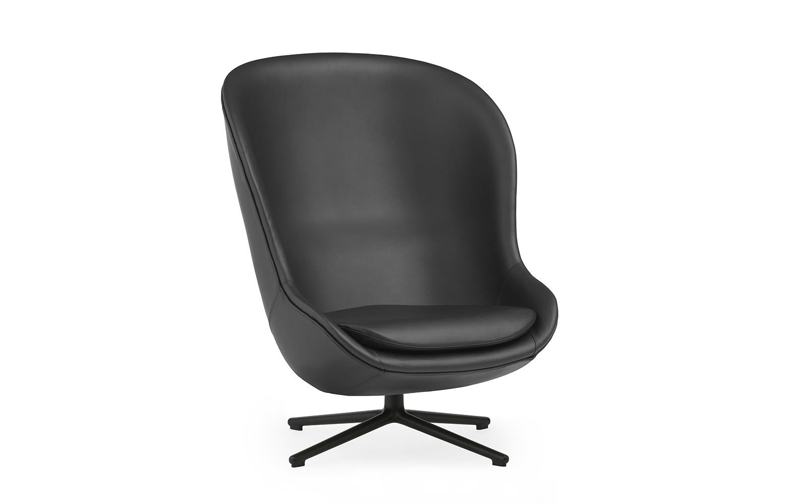Hyg High Swivel Black Aluminum Ultra Leather Lounge Chair by Normann C