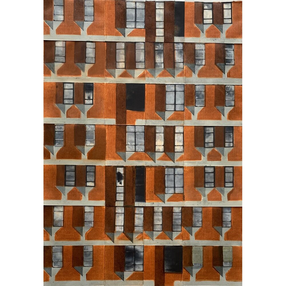 Orange sundial 7 x 4 Painting by Santa & Cole