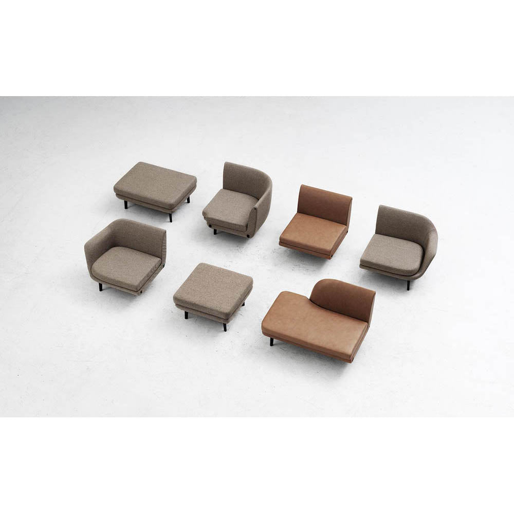 Sum Modular Sofa 4 Seater Corner Black Aluminum Main Line Flax by Norm